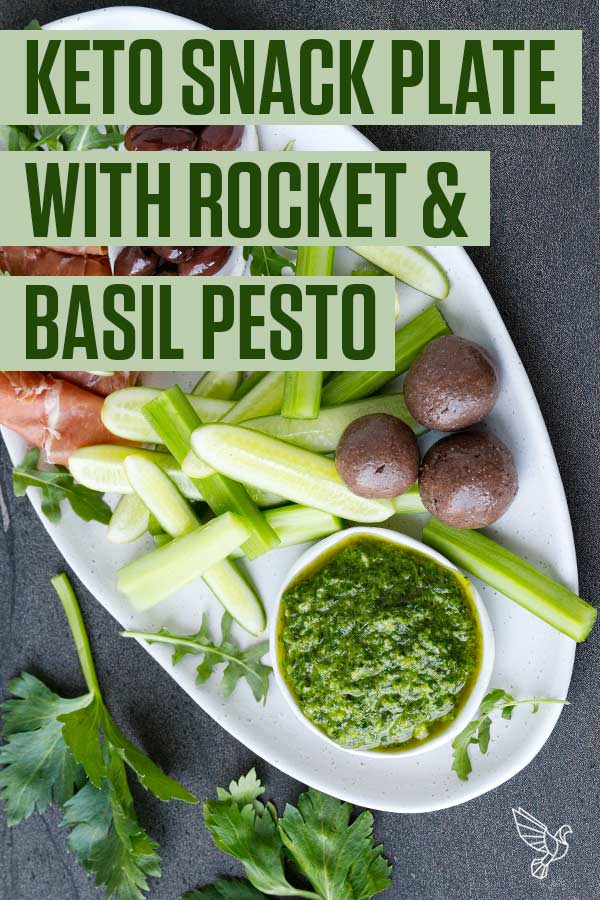 Keto Snack Plate with Rocket and Basil Pesto